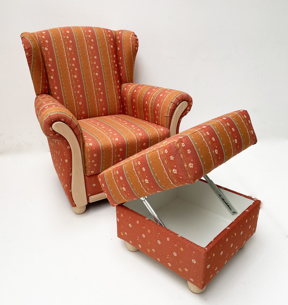 Ohrenbackensessel und Hocker LENA TS-2393 TS-2392 - Landhausmoebel-shop.de