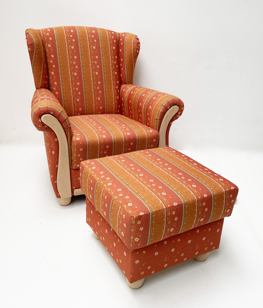 Ohrenbackensessel und Hocker LENA TS-2393 TS-2392 - Landhausmoebel-shop